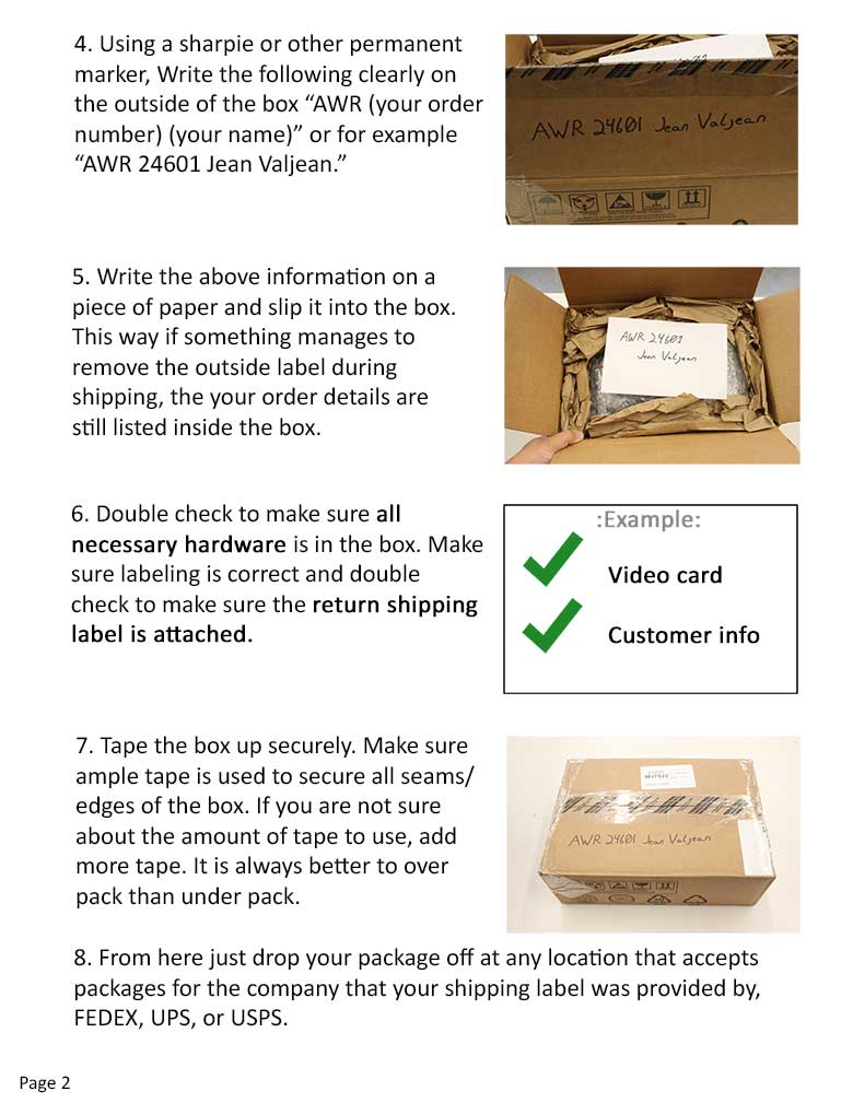 Packing Guide for Warranty Replacement Parts and Motherboards/Liquid ...