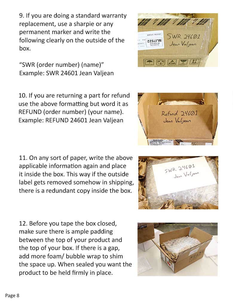 Packing Guide for Warranty Replacement Parts and Motherboards/Liquid ...