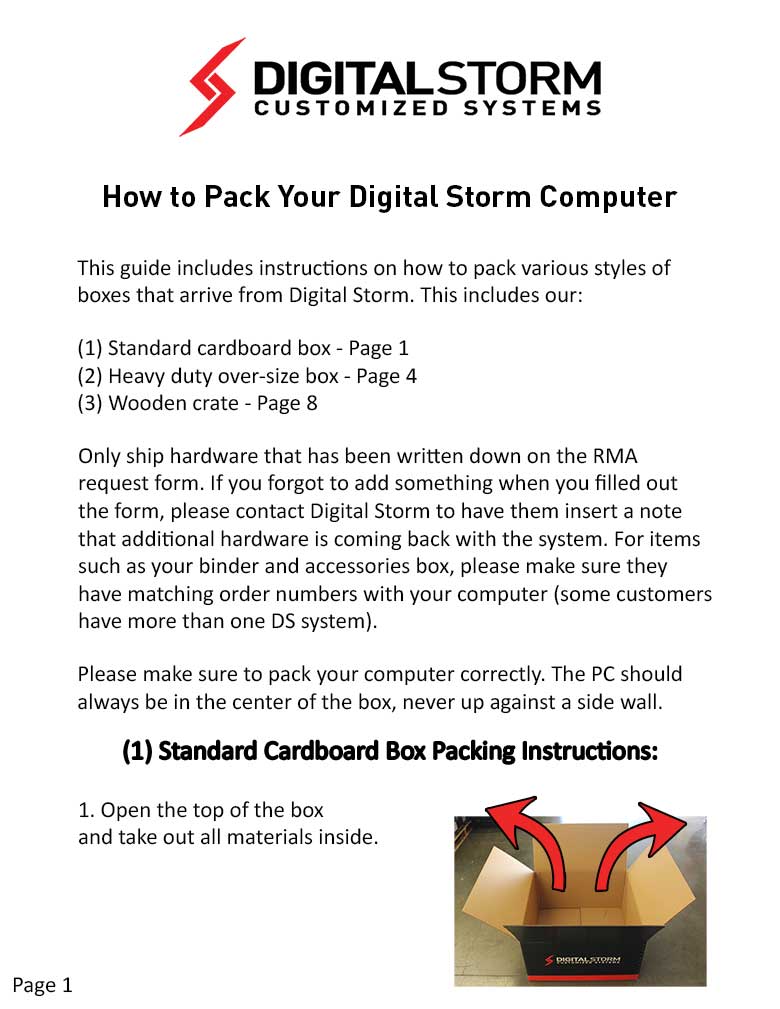 Packing Guide for Computers - Digital Storm